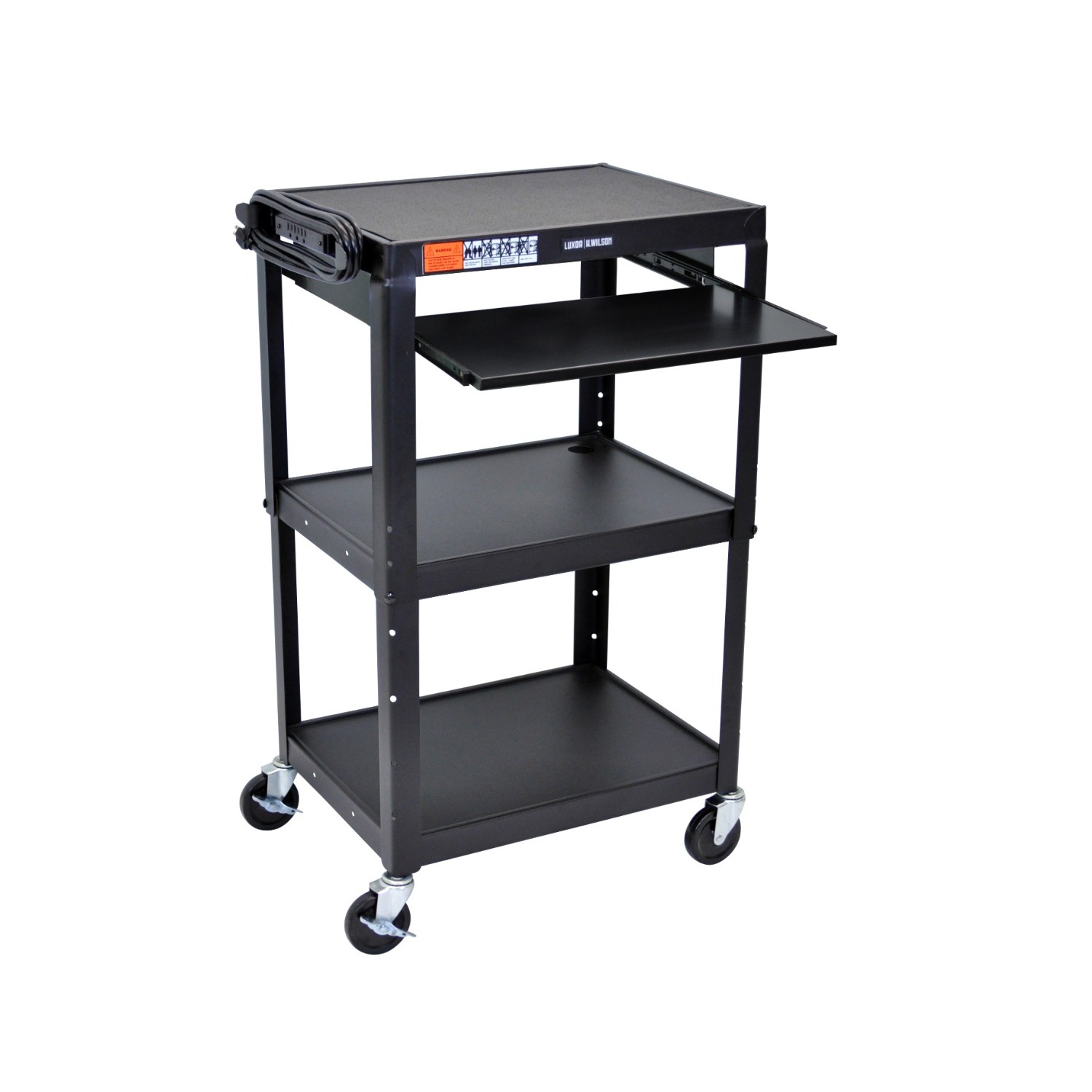 Luxor 18" x 24" Adjustable Height Metal Utility Cart With Pull Out ...