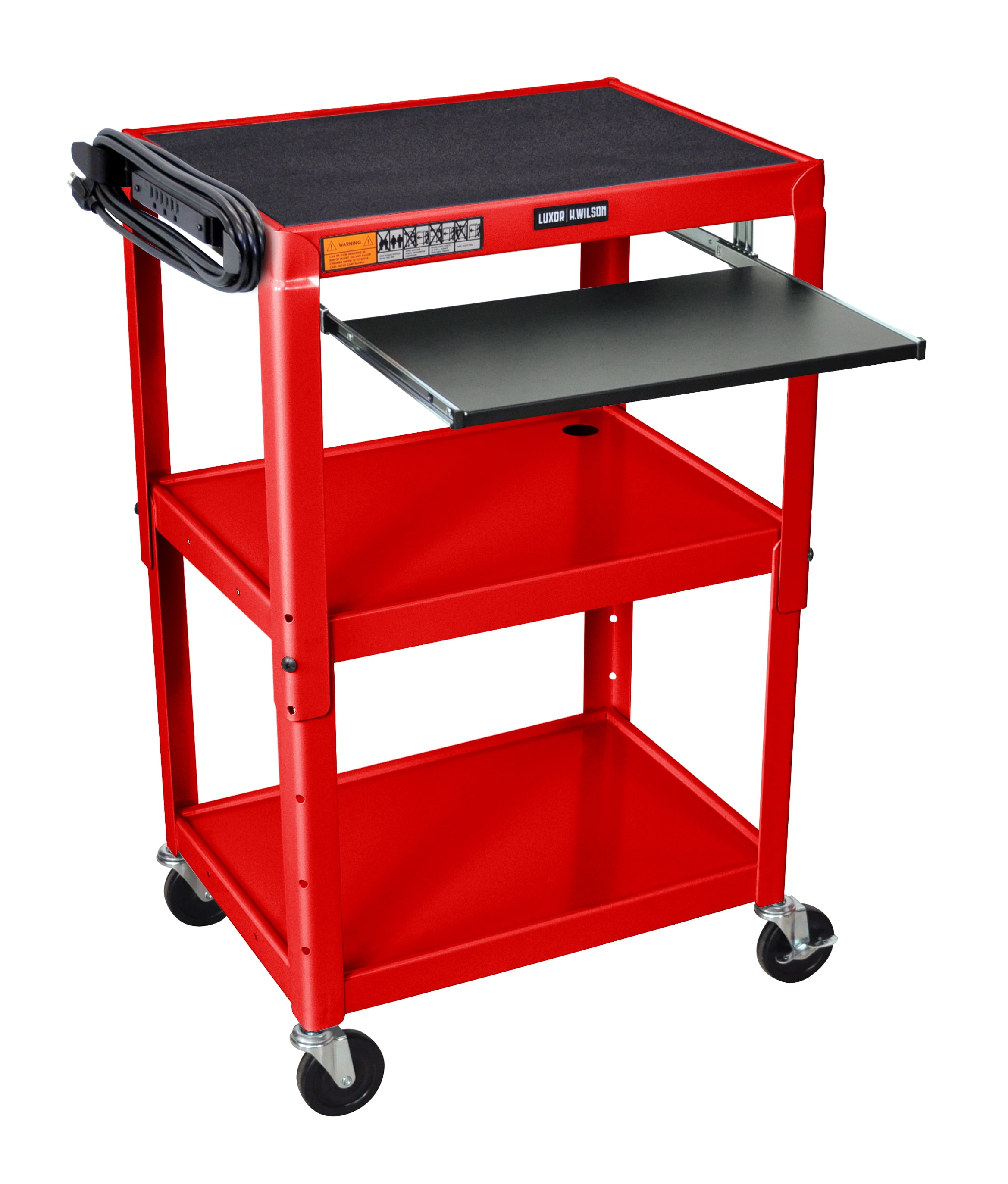 Luxor 18" x 24" Adjustable Height Metal Utility Cart With Pull Out ...