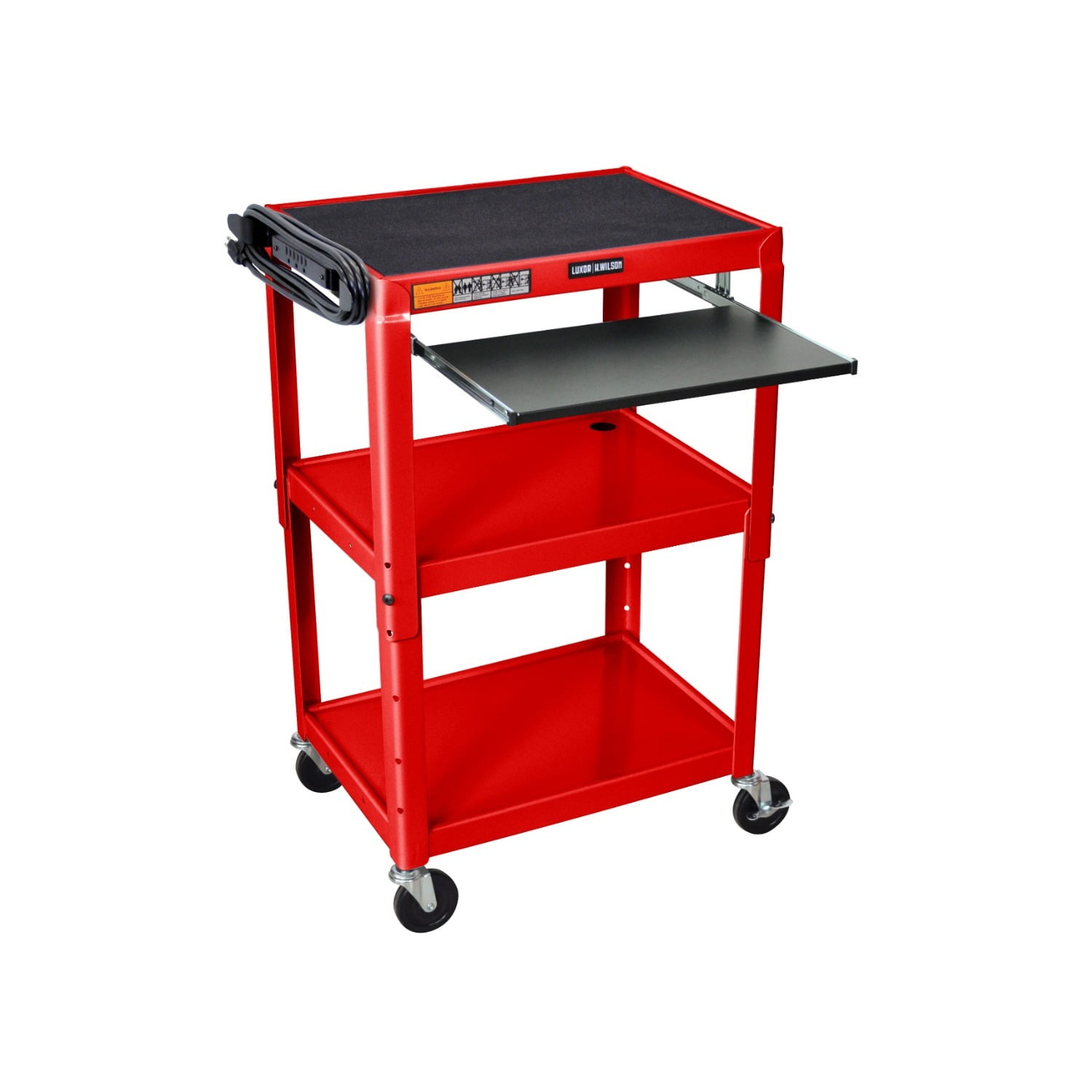 Luxor 18" x 24" Adjustable Height Metal Utility Cart With Pull Out ...
