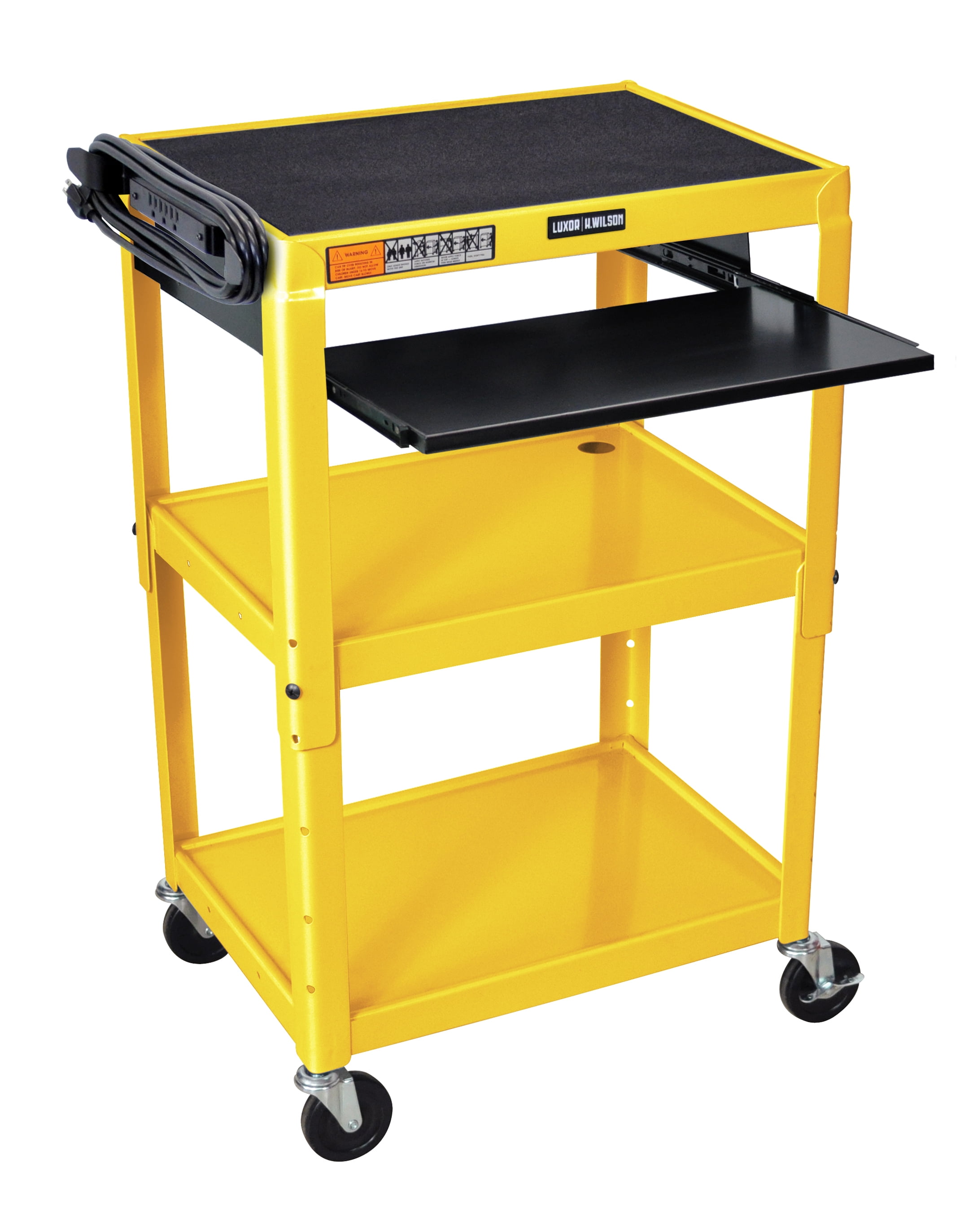 Luxor Leader Adjustable-Height Three-Shelf Media Utility Cart with ...