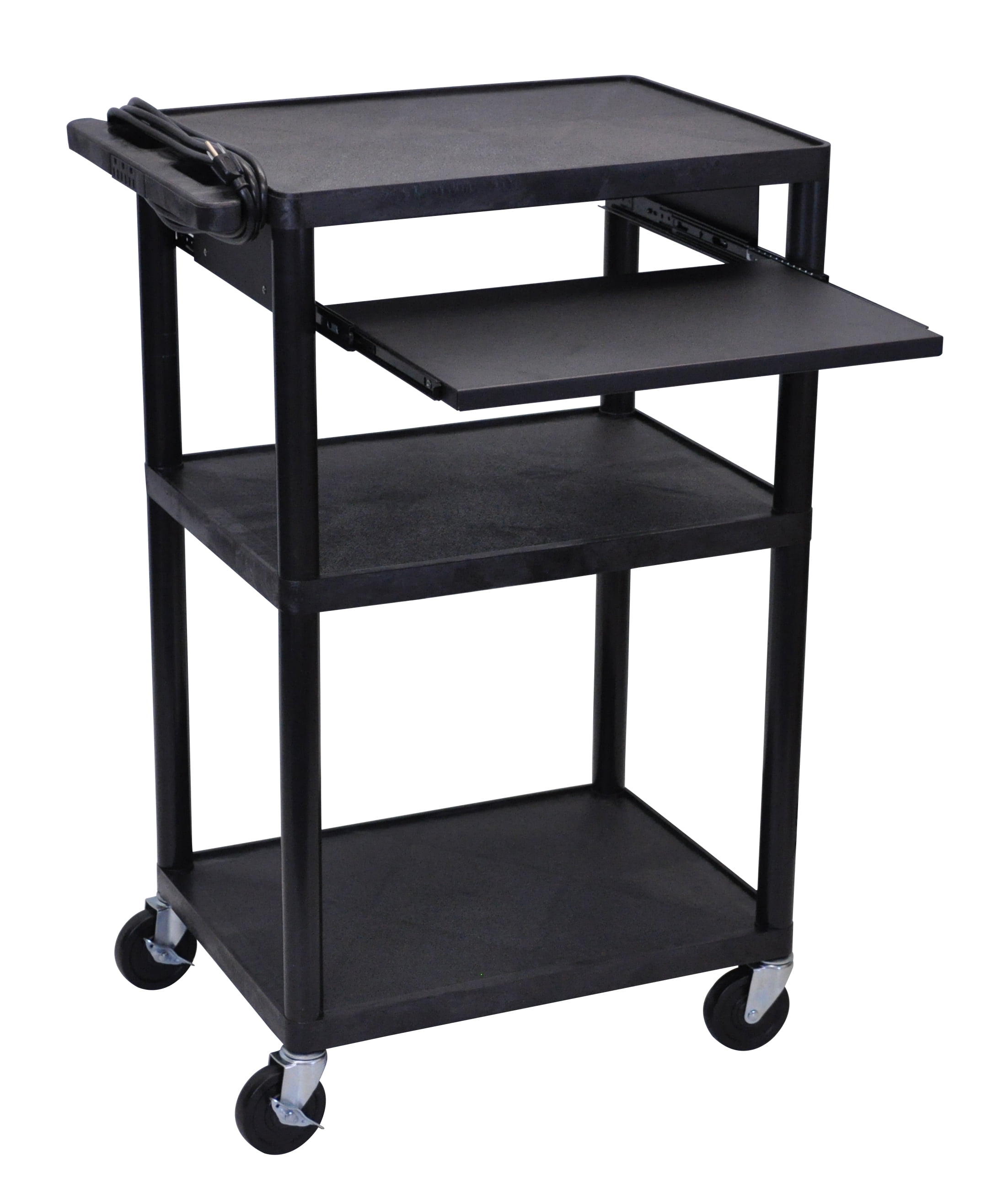 Luxor Endura AV 42" H Three-Shelf Media Utility Cart with Pullout Shelf ...