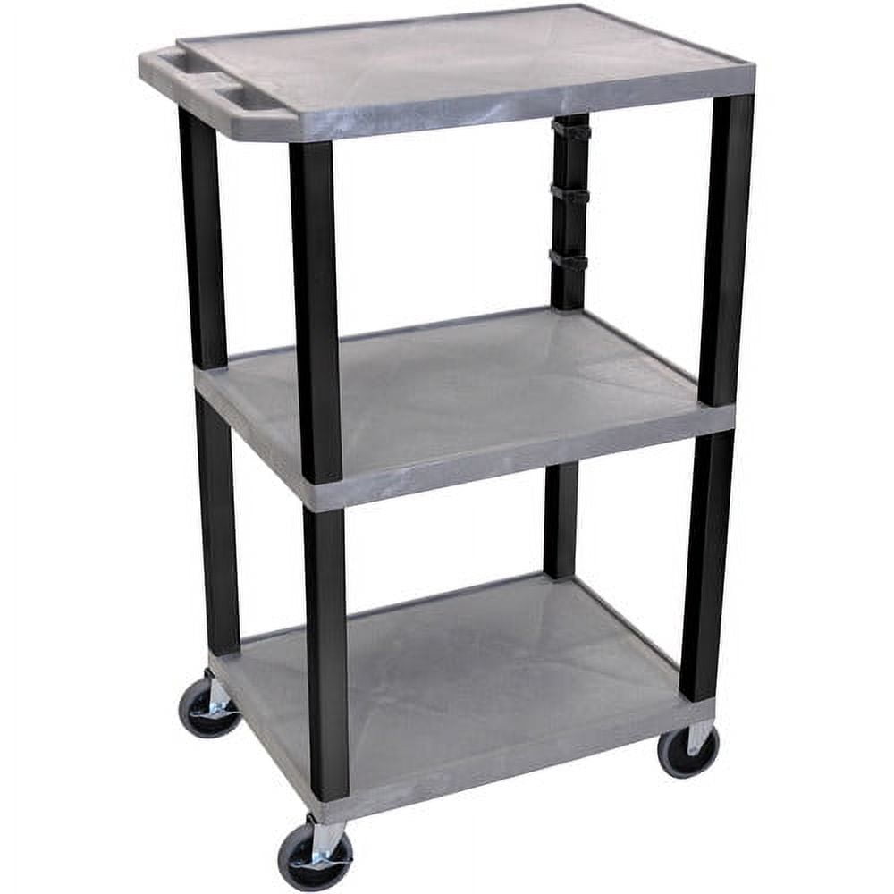 Luxor Tuffy 42" H Three-Shelf Multi-Purpose Utility Cart, 24" W x 18" D ...