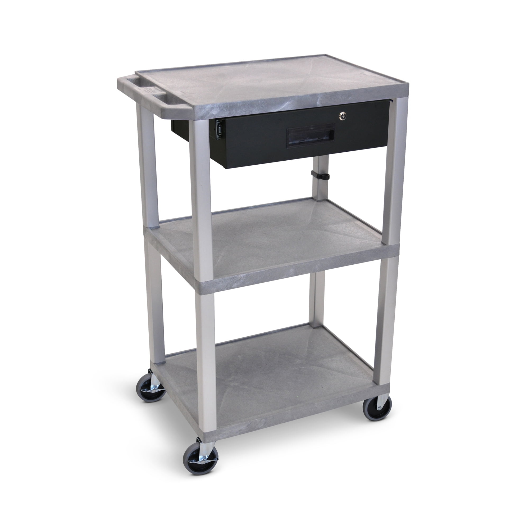 Luxor Tuffy 42" H Three-Shelf Multi-Purpose Utility Cart with Locking ...