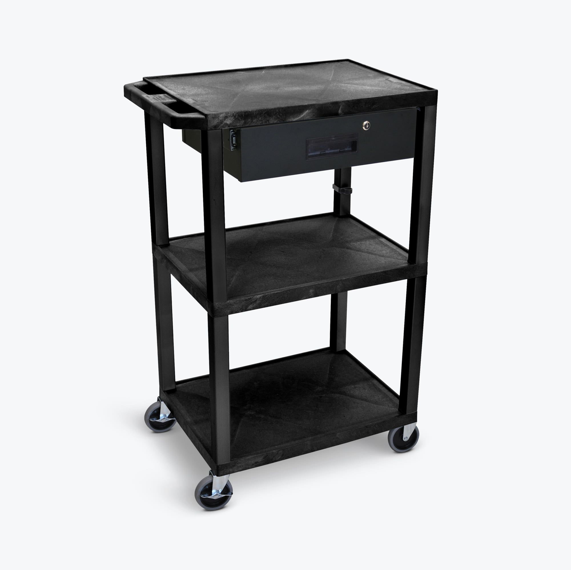 Luxor Tuffy 42" H Three-Shelf Multi-Purpose Utility Cart with Locking ...