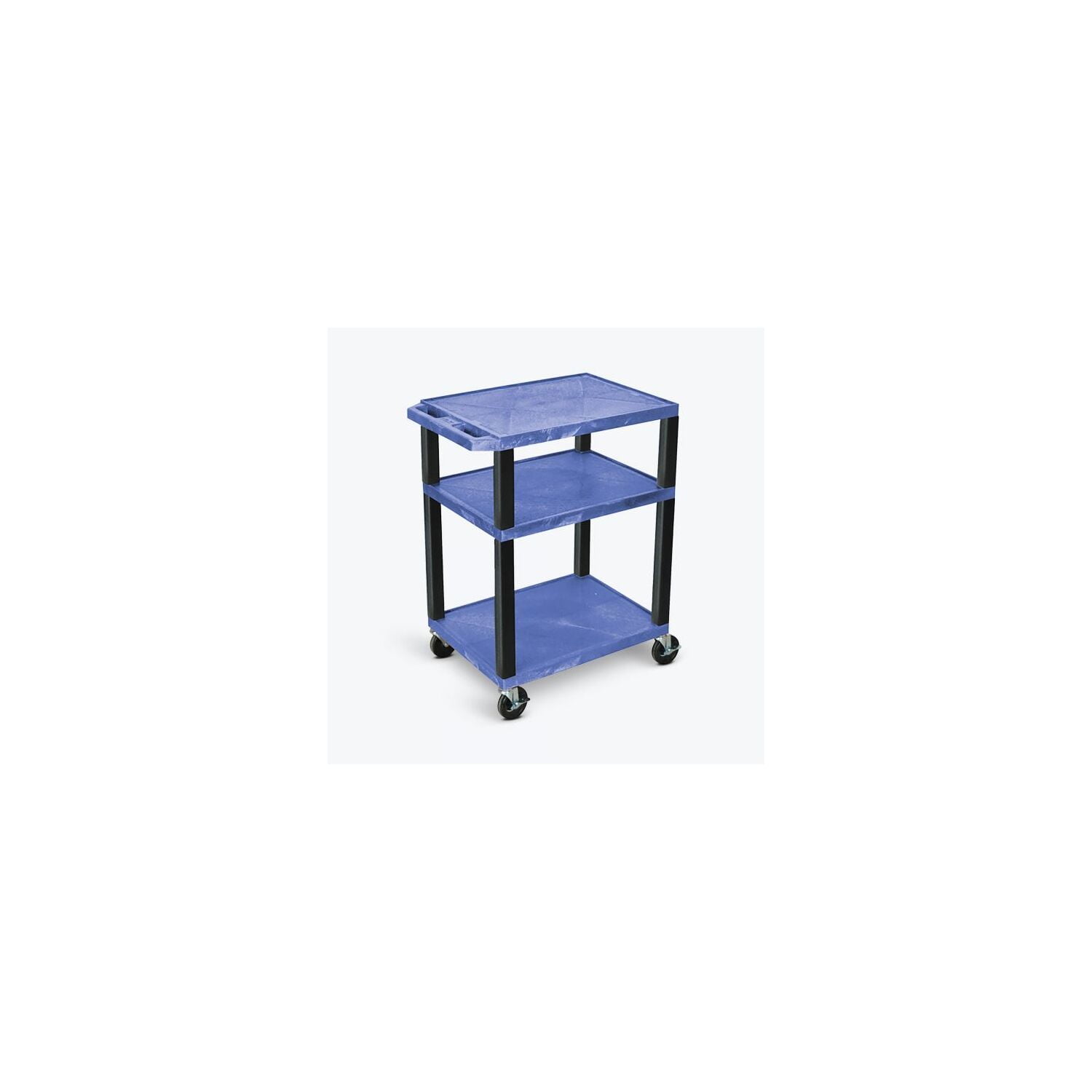 Luxor 18" x 24" x 34" Tuffy Three Shelf Flat Utility Cart - Blue With ...