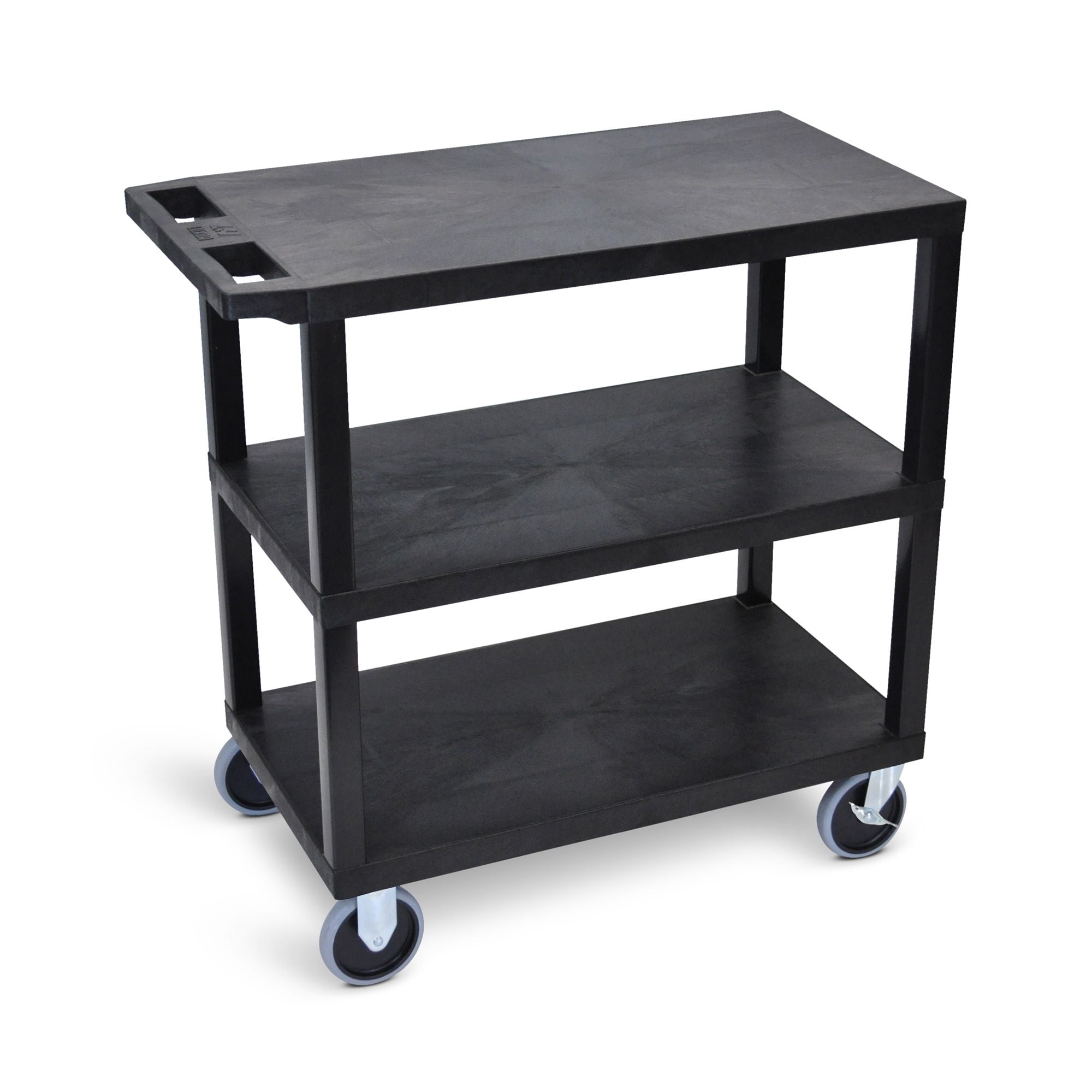 Luxor 18" x 32" Three Shelf Heavy Duty Flat Utility Cart - Black ...