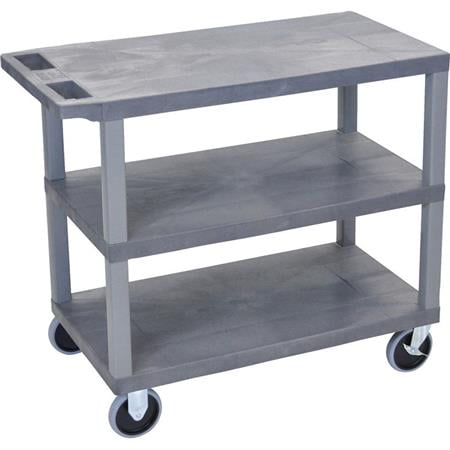 Luxor 18" x 32" Three Shelf Heavy Duty Flat Utility Cart - Gray ...
