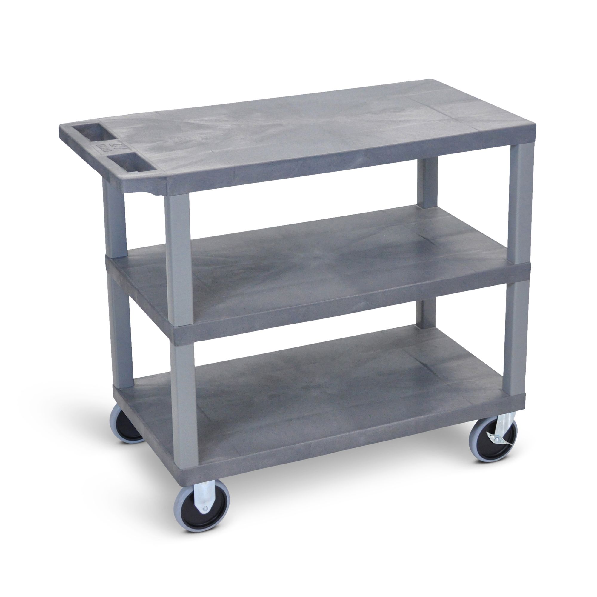 Luxor 18" x 32" Three Shelf Heavy Duty Flat Utility Cart - Gray ...