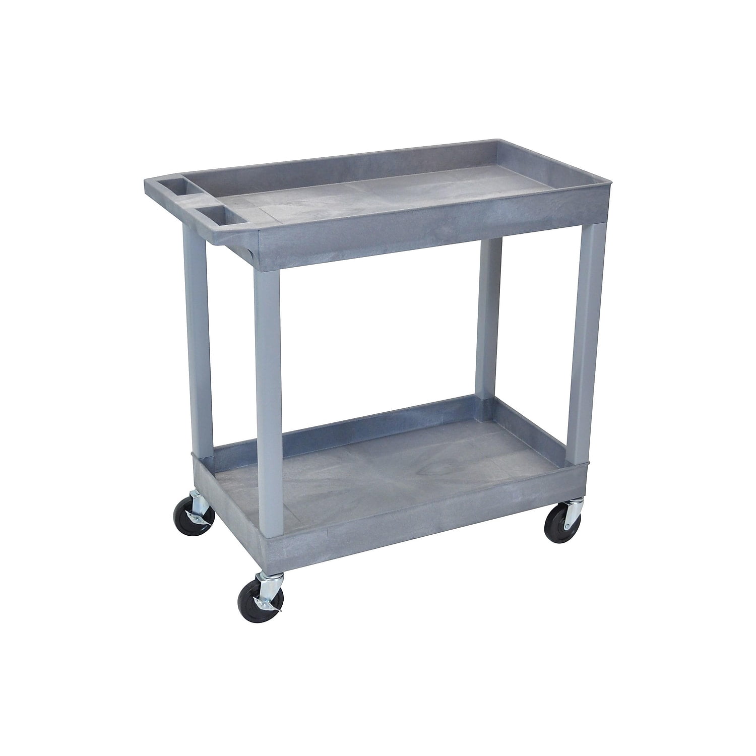 Luxor 18" x 32" Two Shelf Tub Utility Cart, Black, HDPE, 100 lbs ...