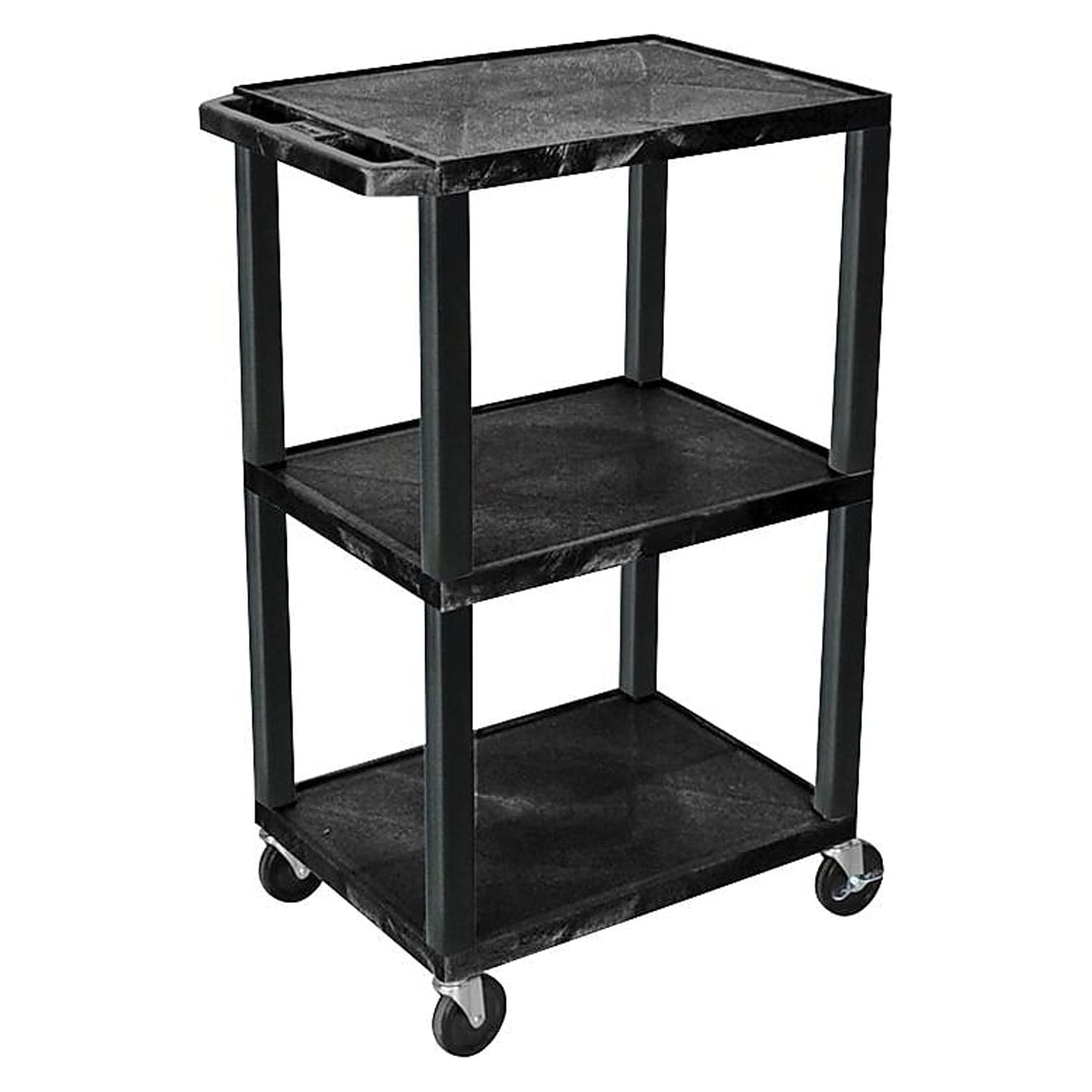 Luxor 300 lb. 24" x 18" 3-Shelf Black Utility Cart - Walmart.com