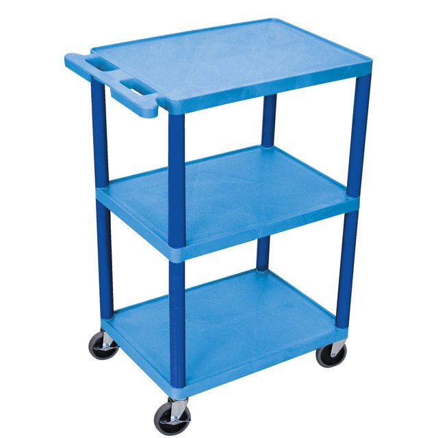 Luxor 300 lb. 24" x 18" 3-Shelf Blue Utility Cart - Walmart.com