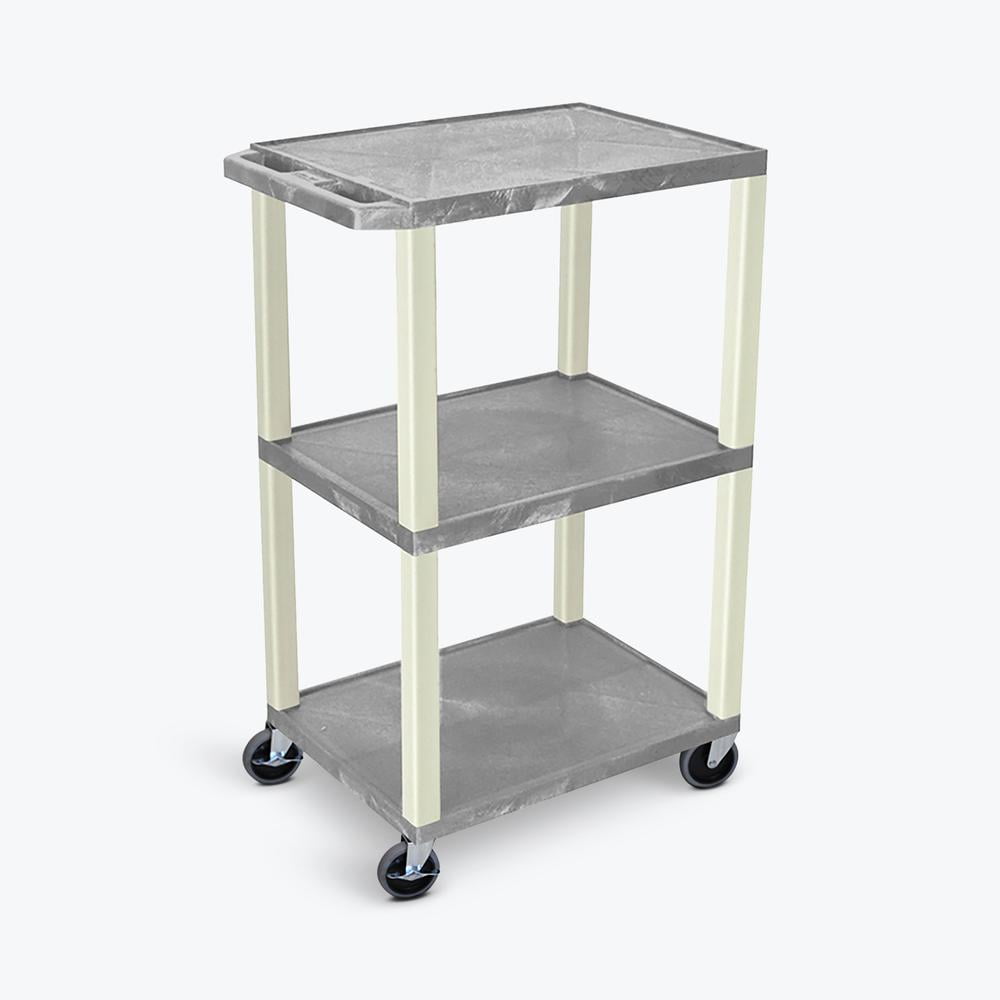 Luxor 42"H 3-Shelf Utility Cart - Gray Shelves, Putty Legs - Walmart.com