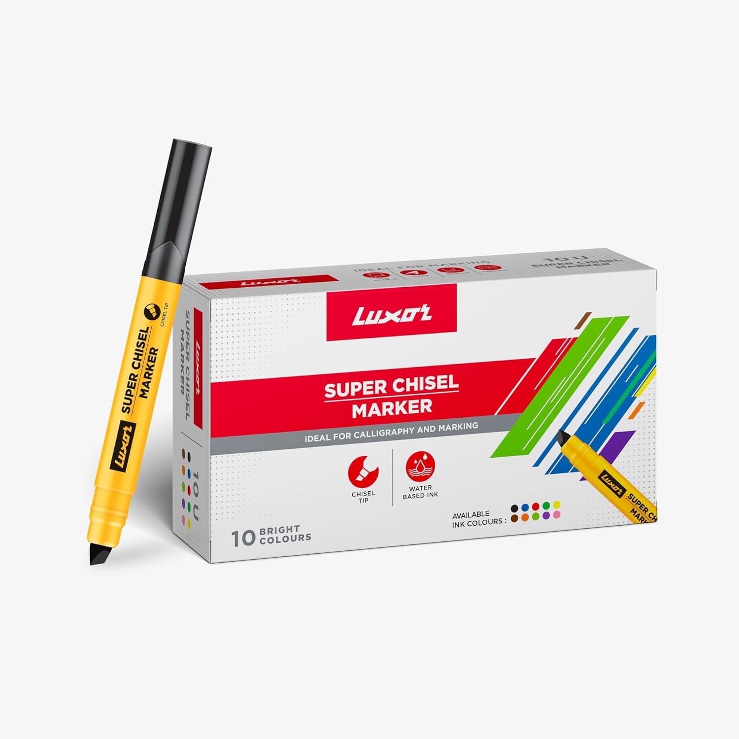 Luxor Art Marker, Chisel Point, Assorted Colors, 10 Count, 1 Pack ...