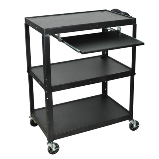 Luxor AVJ42XLKB Extra Large Steel Adjustable Cart with Keyboard Shelf ...