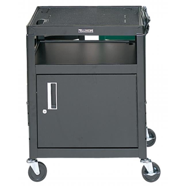 Luxor Adjustable-Height Steel Multi-Media Cart with Cabinet - Walmart.com