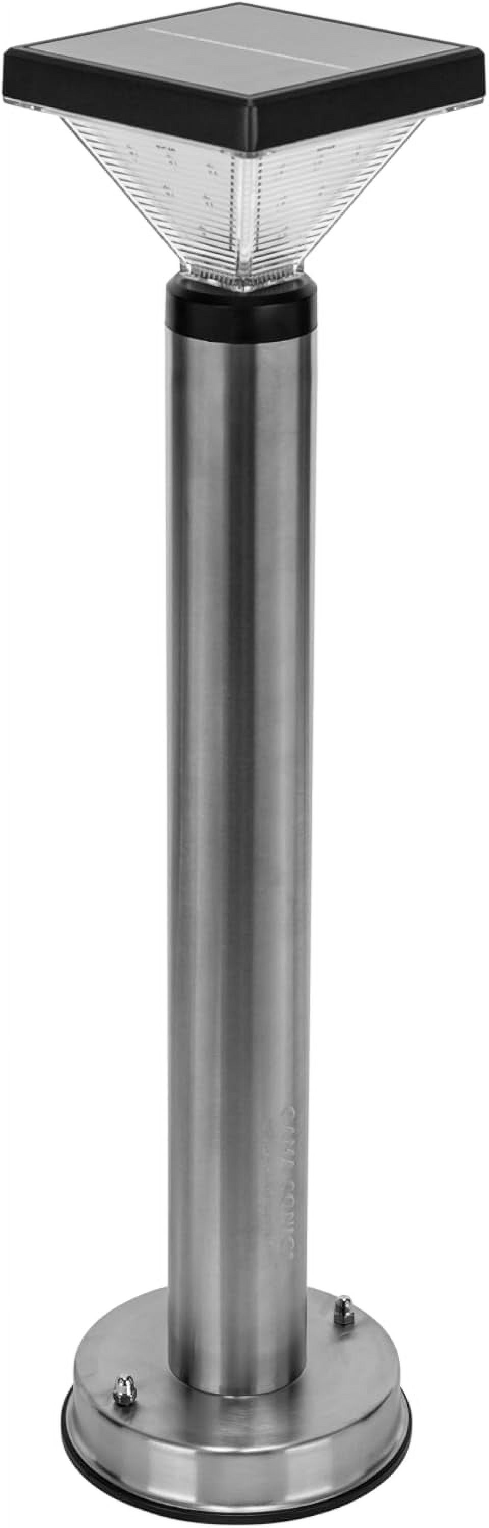 Luxor Bollard Outdoor Solar Pathway Light, Silver Stainless, 20.25-inch ...