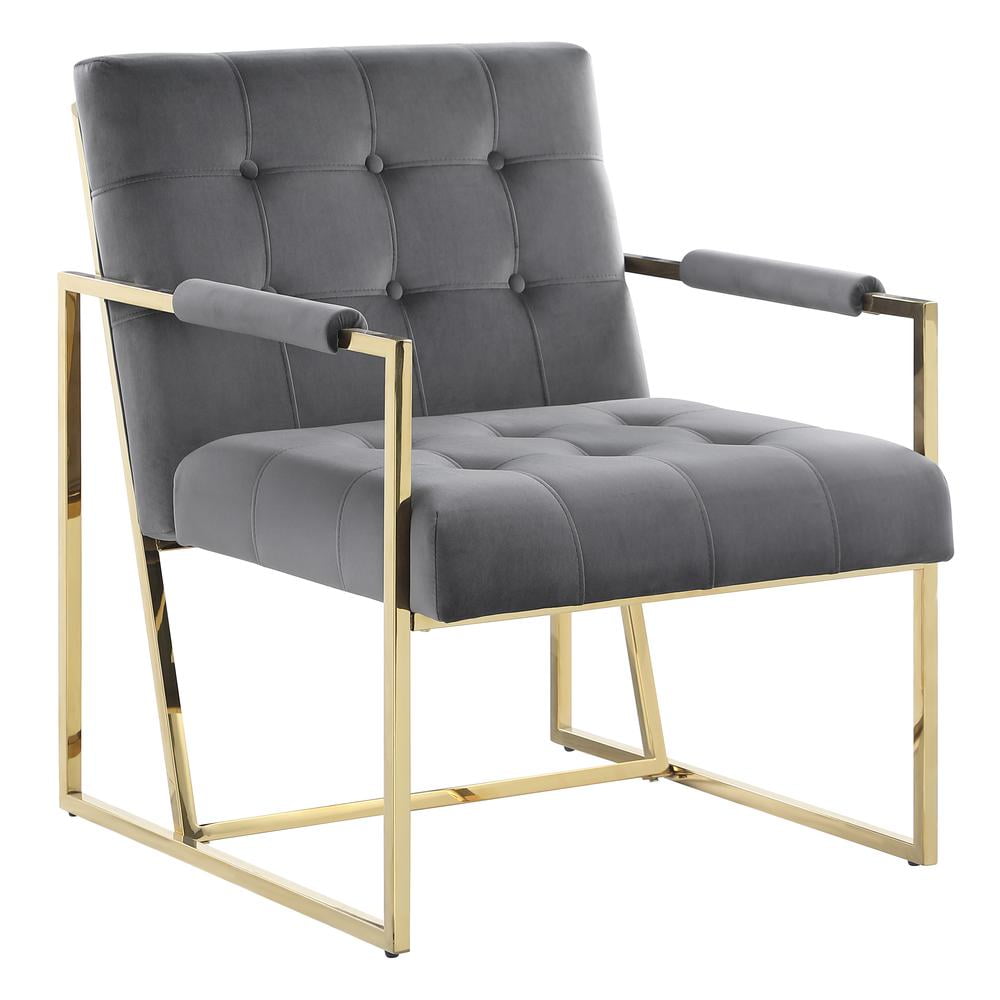 Luxor Gray Velvet Modern Accent Chair in Gold - Walmart.com