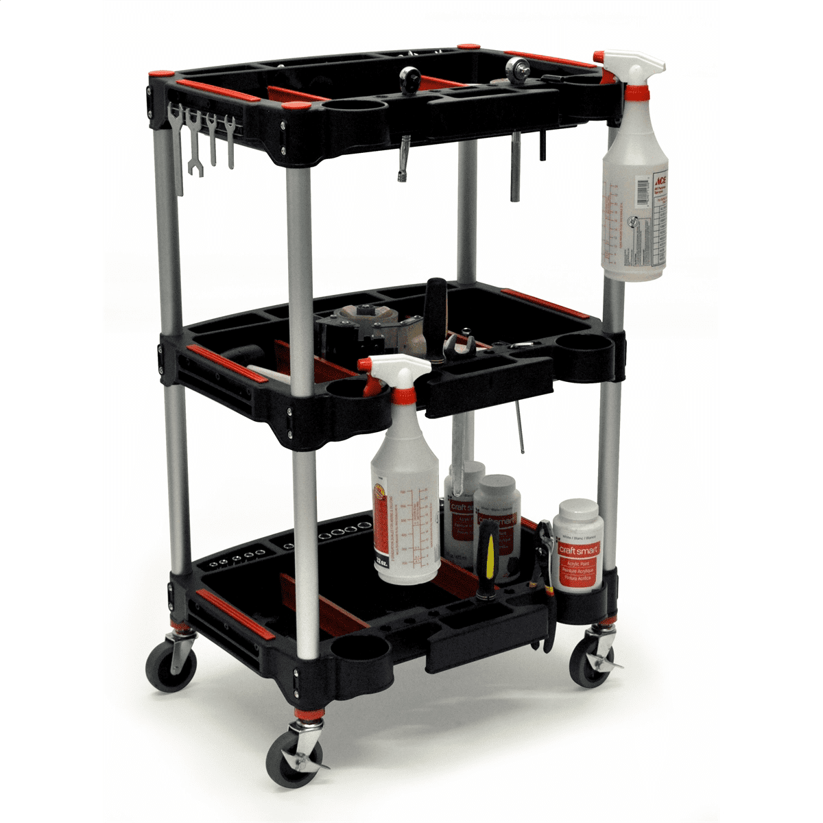 Luxor 3 Shelf Automotive Industrial Tool Storage Mechanics Cart ...