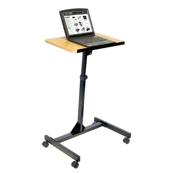 Luxor Metal Mobile Presentation Cart with Lockable Wheels Red Oak ...