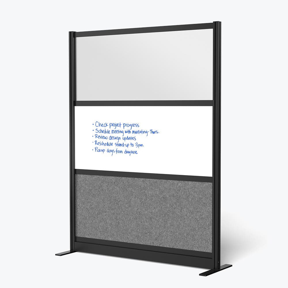 Luxor Workflow Modular Wall Room Divider System - Black Frame - 53" x ...