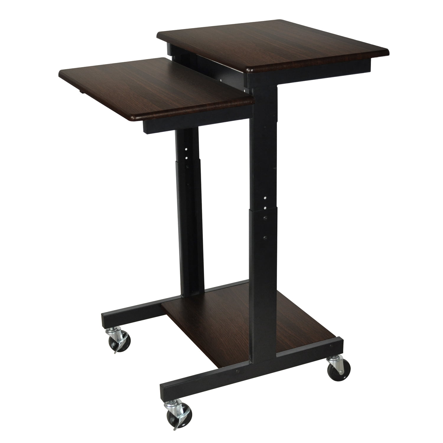 Luxor Mobile Adjustable Height Presentations Workstation - Walnut ...