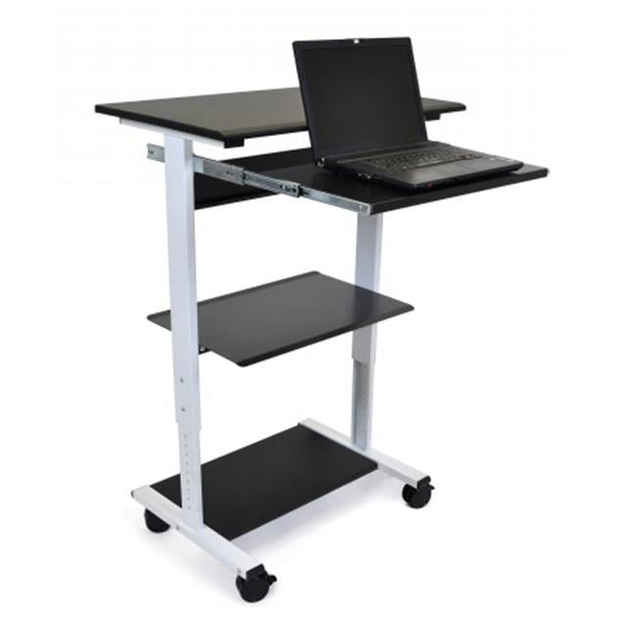 Luxor Adjustable Height Mobile Compact Standing Workstation With Shelf ...