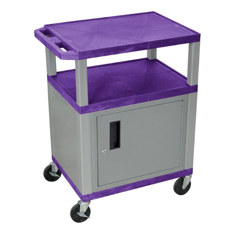 Luxor Tuffy Purple 3 Shelf AV Cart with Nickel Legs - Cabinet ...