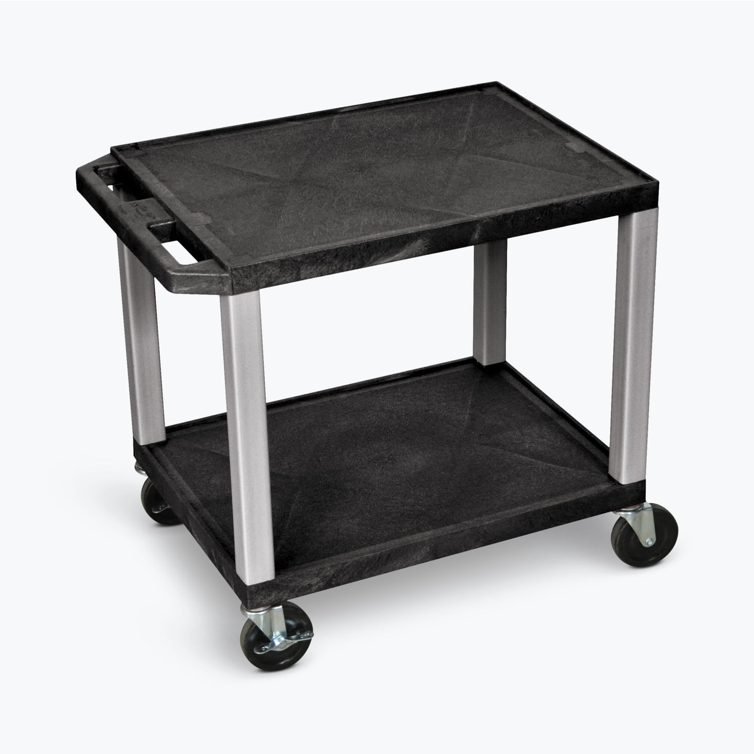 Luxor WT26-N 2 ft. Two Shelves AV Cart with Nickel Legs, Black ...