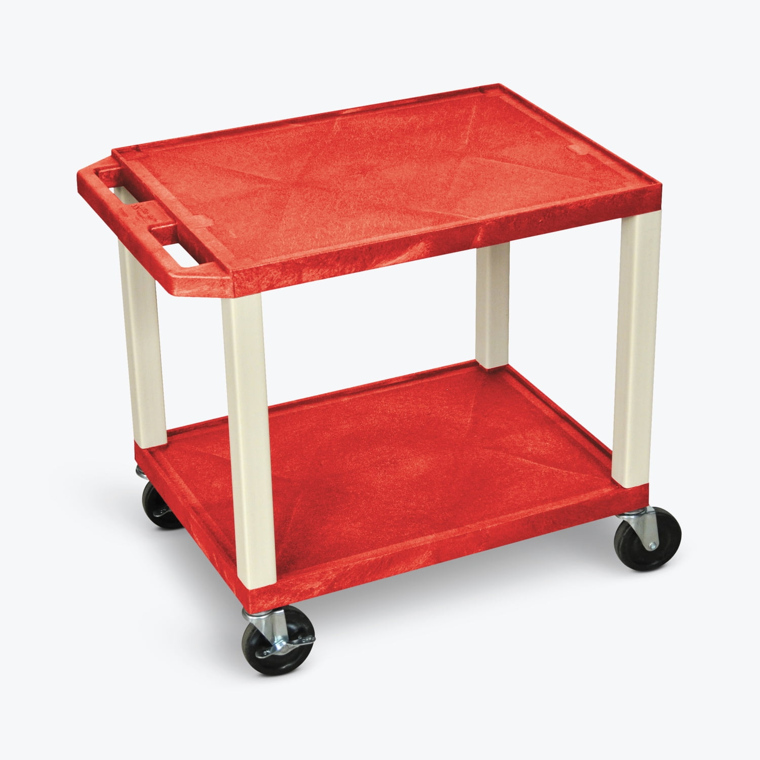 Luxor WT26R 26 in. Two Shelves AV Cart with Putty Legs, Red - Walmart.com