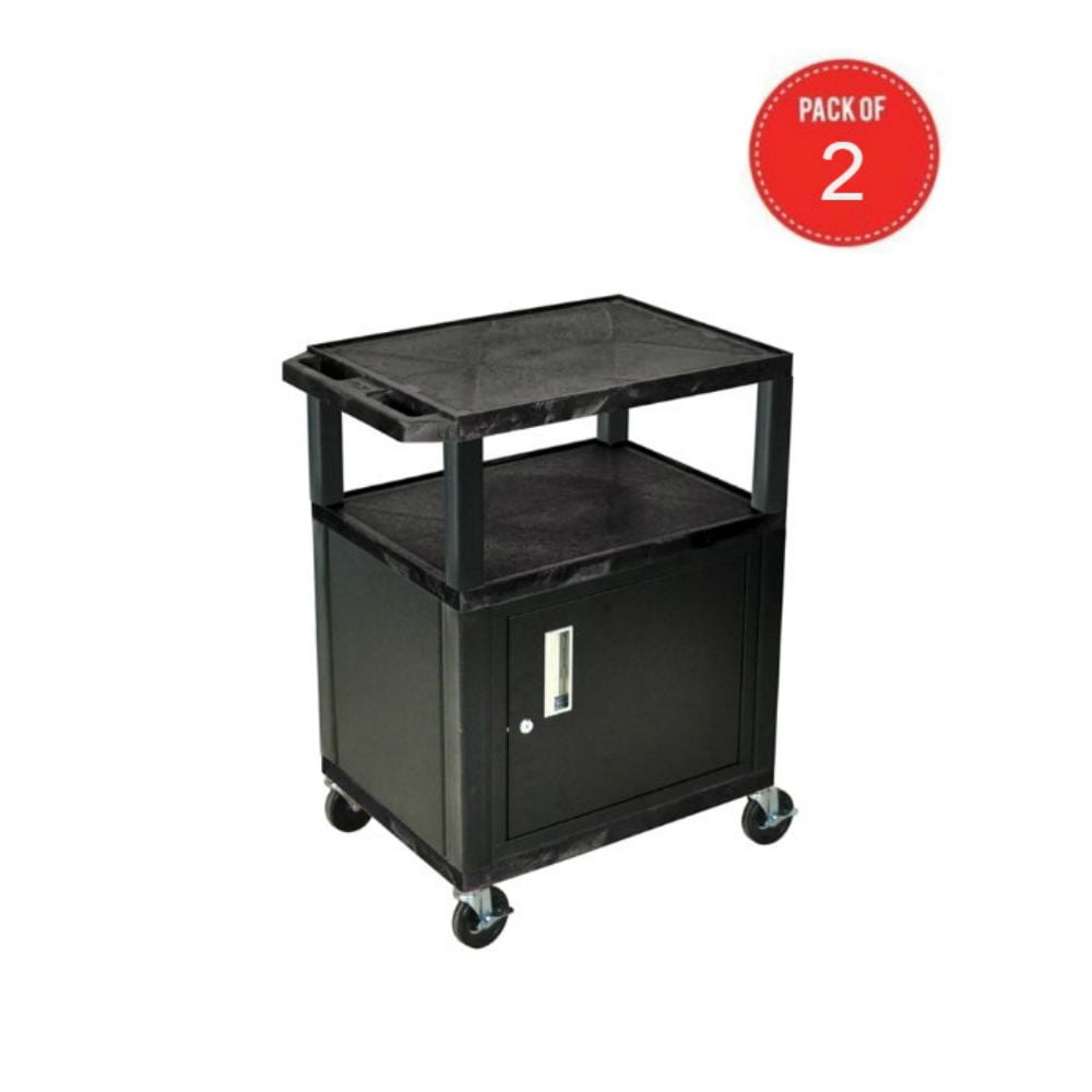 Luxor WT34C2E Tuffy 3 Shelf Multipurpose AV Cart with Cabinet -Black ...