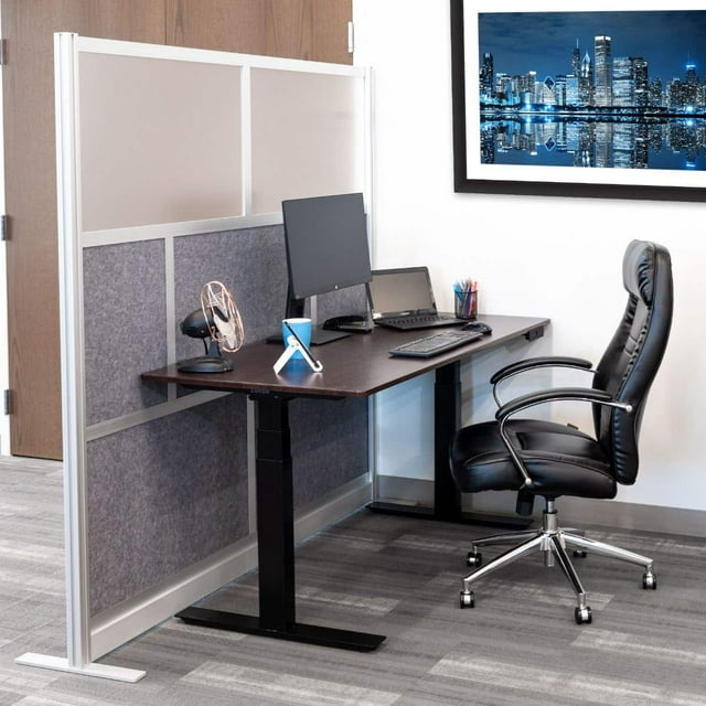 Luxor Workflow Modular Wall Room Divider System - Silver Frame - 53" x ...