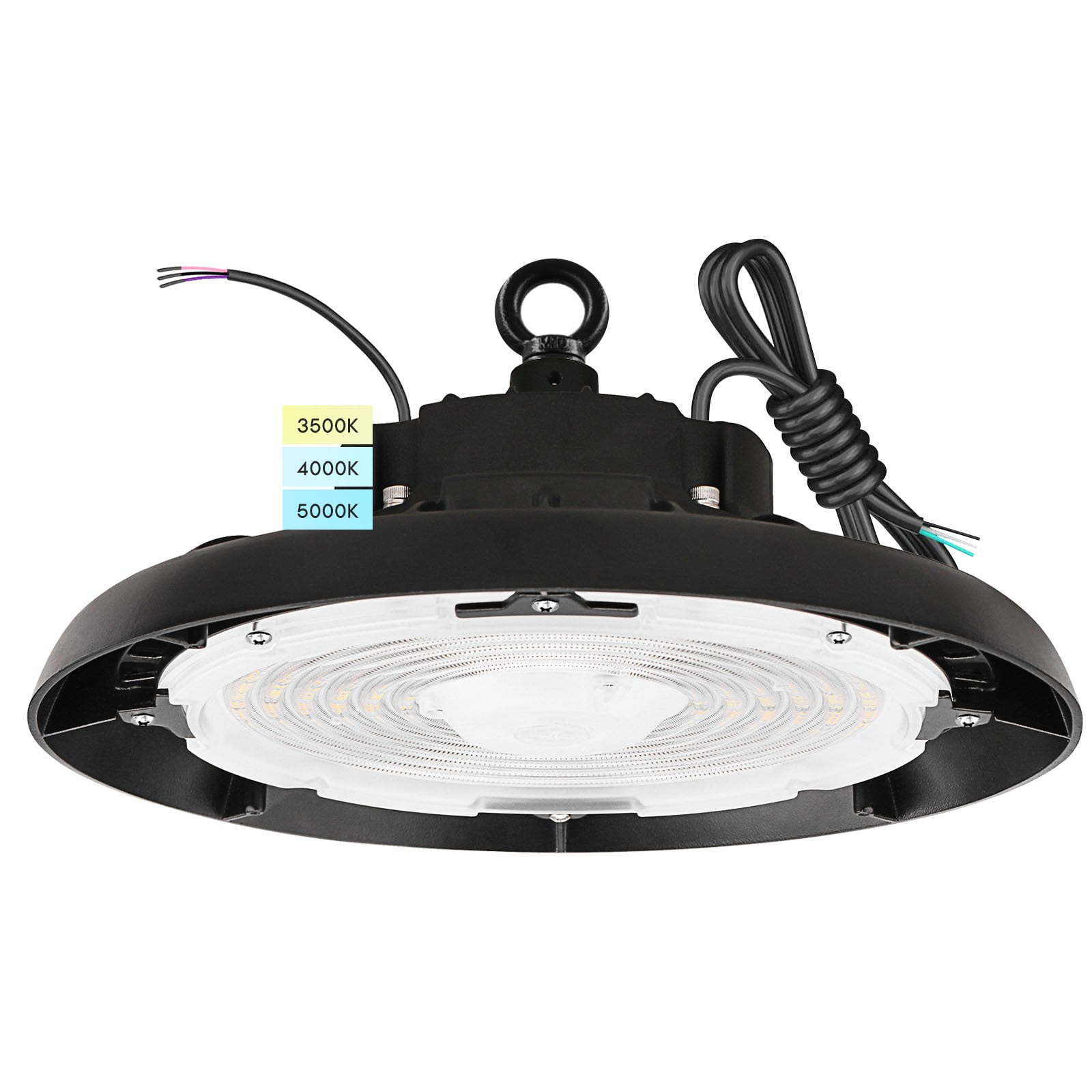 Luxrite 100/120/150W UFO High Bay LED Shop Lights, Up to 22500 Lumens, 3CCT, 5FT Hardwire Cable ...