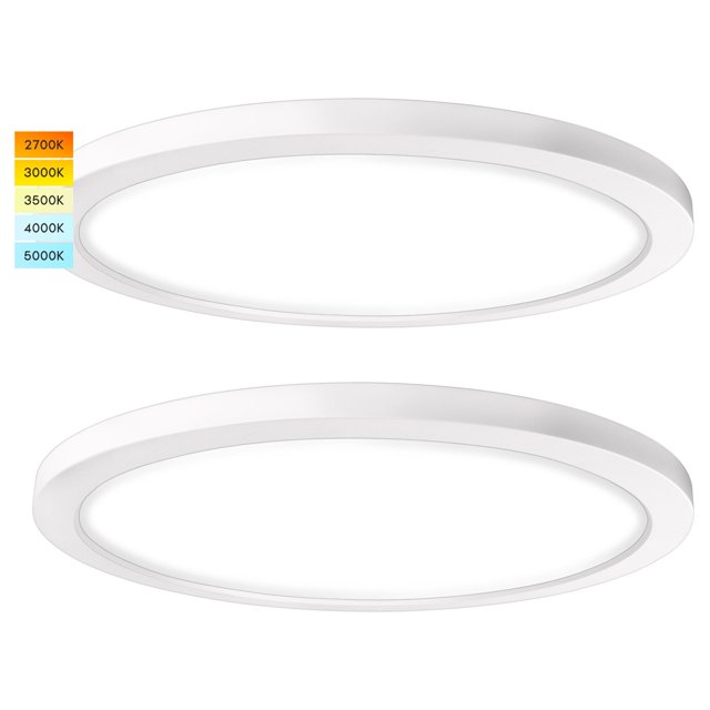 Luxrite 12 Inch Round LED Flush Mount, 22W, 5CCT, 1600 Lumens, IP54 Wet ...