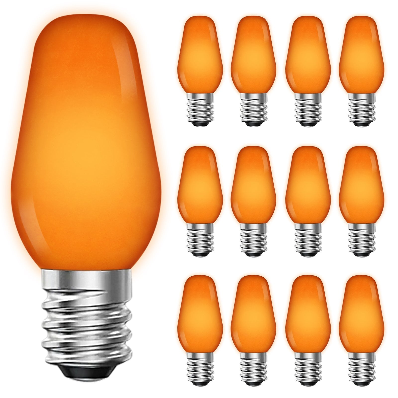 Luxrite 12-Pack C7 LED Orange Replacement Light Bulbs for String Lights ...