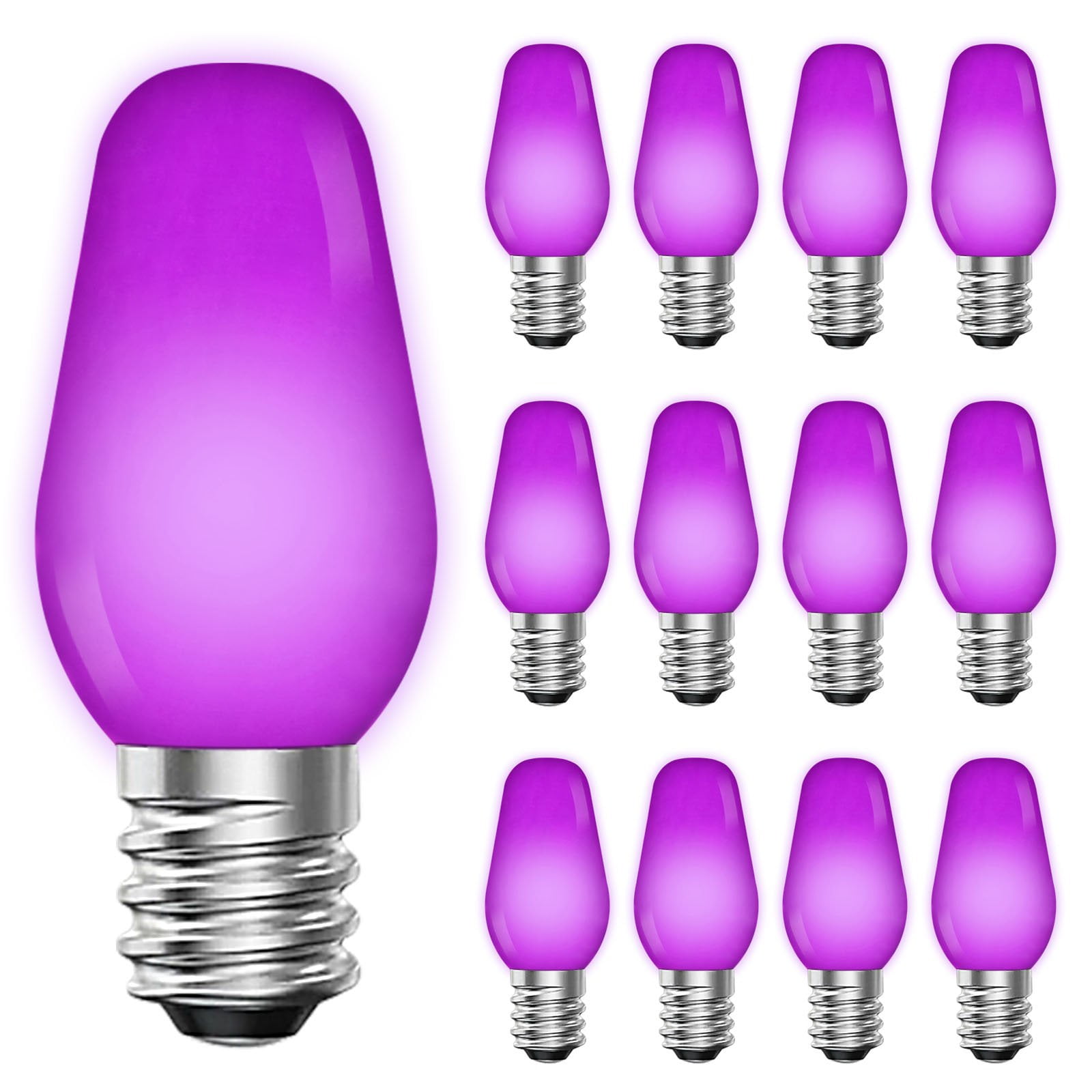 Luxrite 12-Pack C7 LED Purple Replacement Light Bulbs for String Lights ...