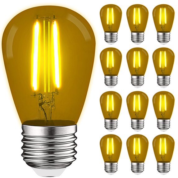 Luxrite 12-Pack S14 Edison LED Yellow Light Bulbs 0.5W Colored LED ...