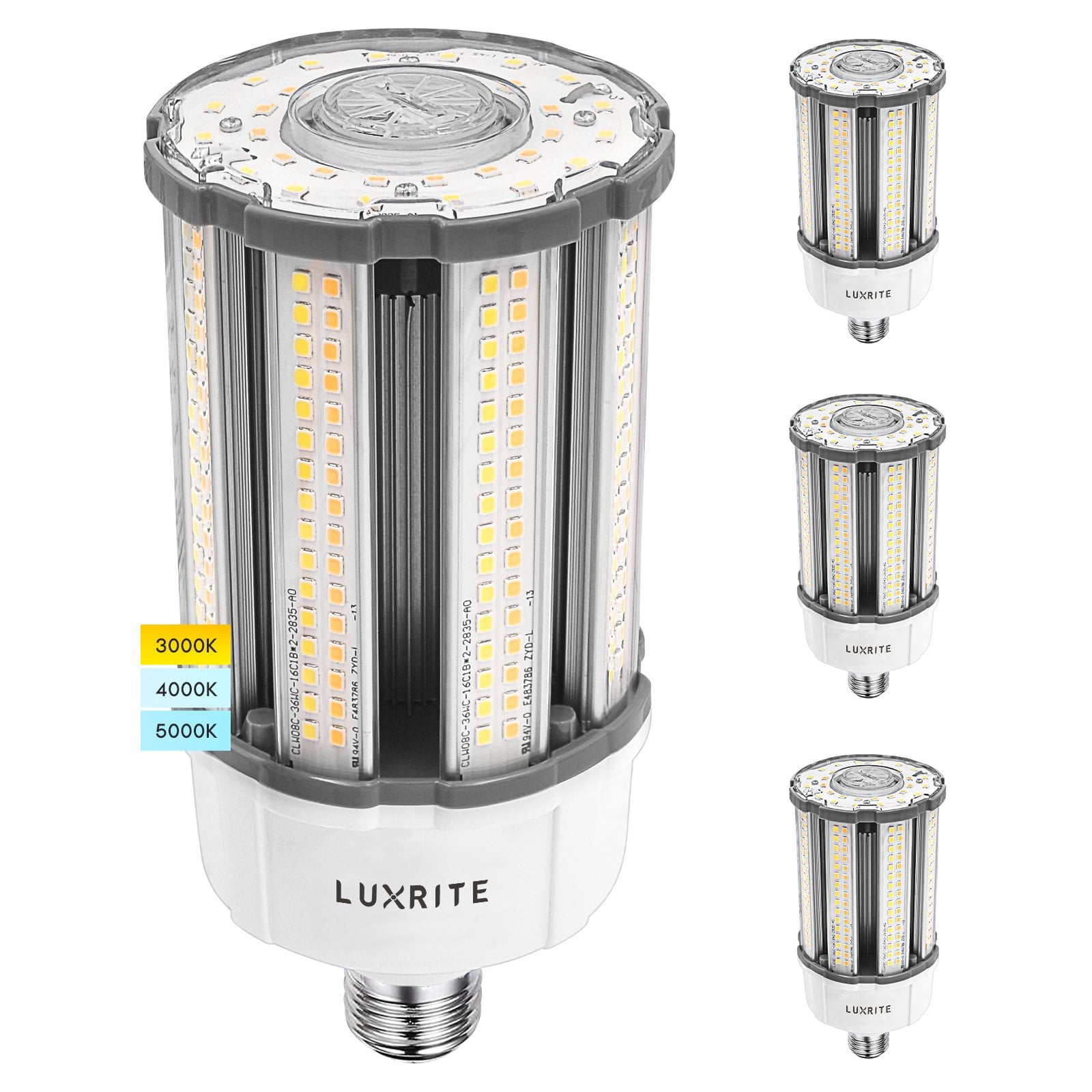 Luxrite 18W/27W/36W LED Corn Light Bulb, 150W HID Equivalent, 3 Color ...