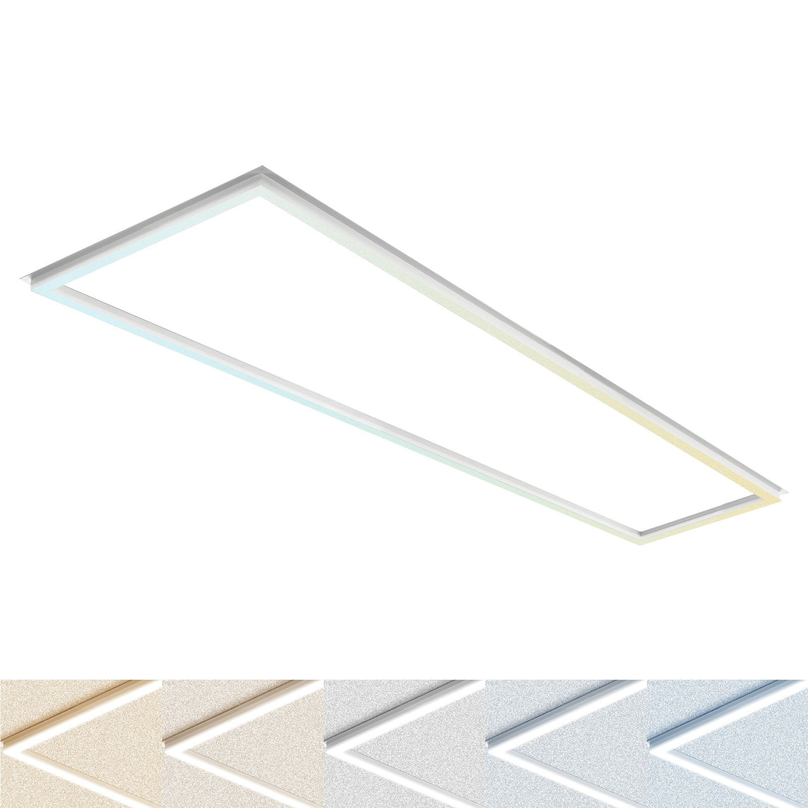 Luxrite 1x4 FT Edge-Lit Frame LED Panel Lights, 5CCT 3000K-6500K, 2600/3900/5200LM, 0-10V ...