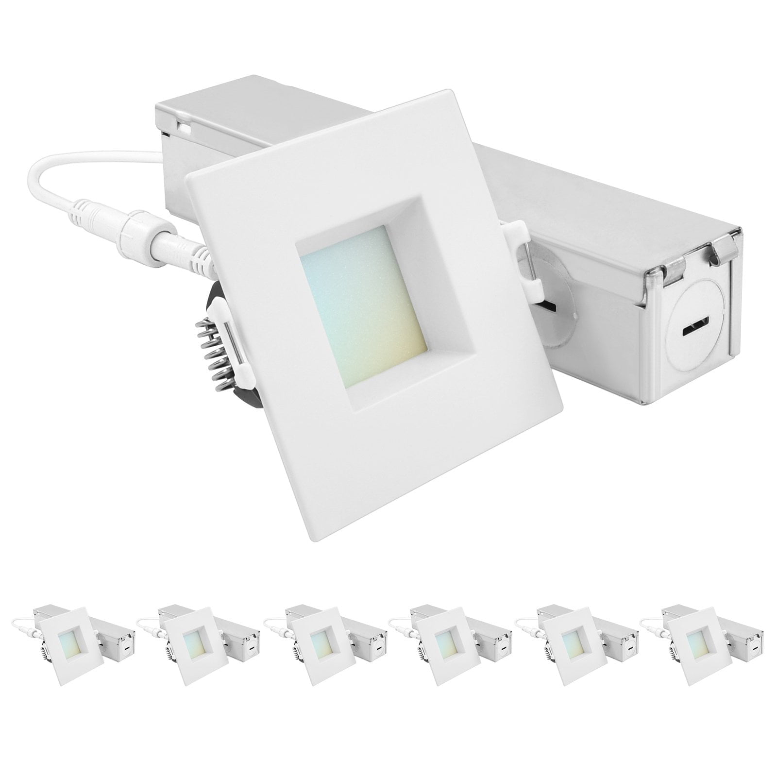 Luxrite 2 Inch Square LED Recessed Ceiling Light J-Box 8W 5CCT 660 ...