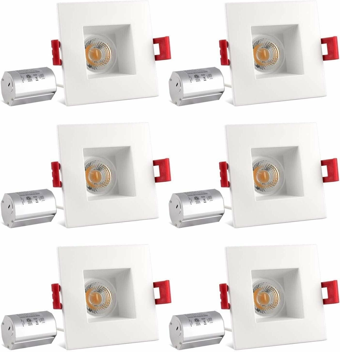 Luxrite 2 Inch Square Regressed LED Recessed Light with J-Box 4100K ...