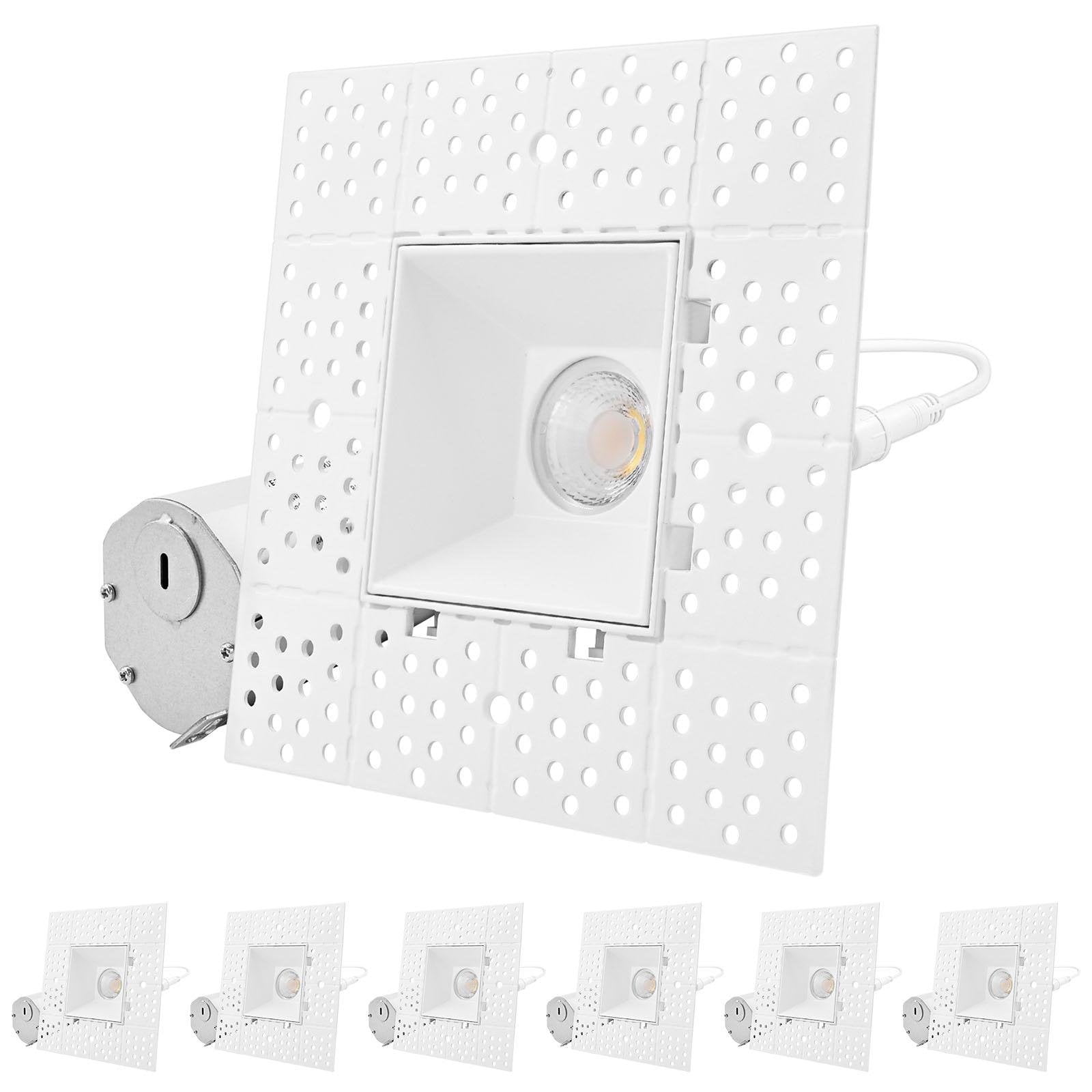 Luxrite 2 Inch Square Trimless LED Recessed Light, 5CCT 2700K-5000K ...