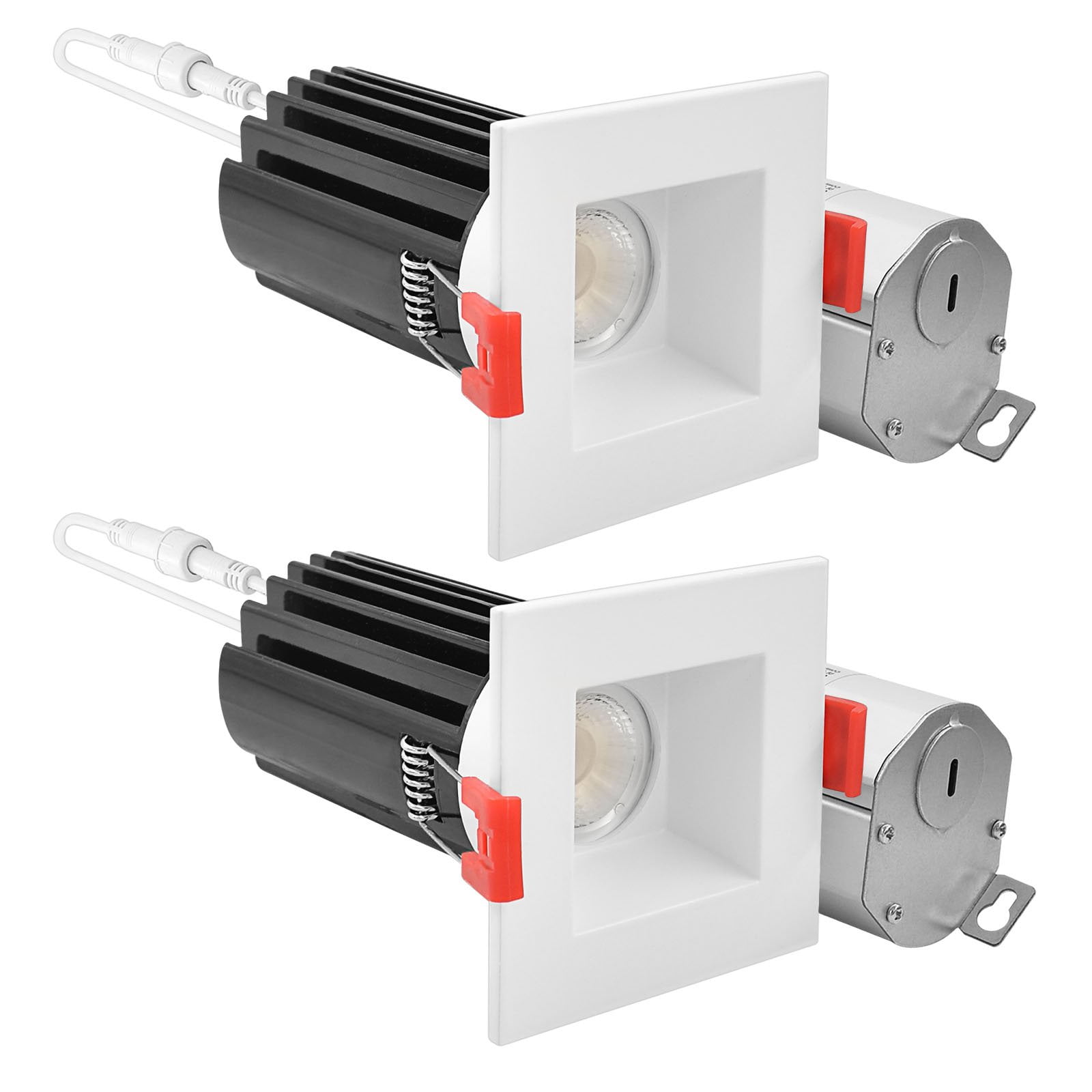 Luxrite 2" Square LED Recessed Light J-Box 15W 5CCT 1000LM Wet Rated 2 ...