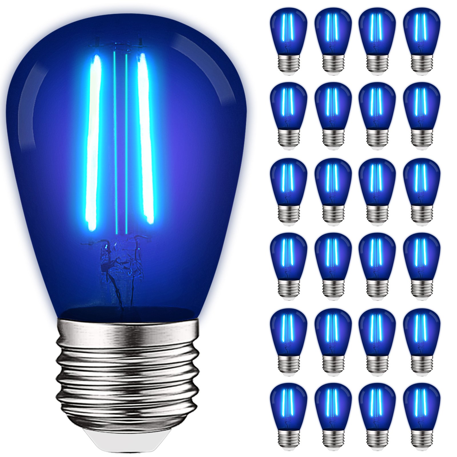 Luxrite 24-Pack S14 Edison LED Blue Light Bulb 0.5W Colored LED Bulbs ...