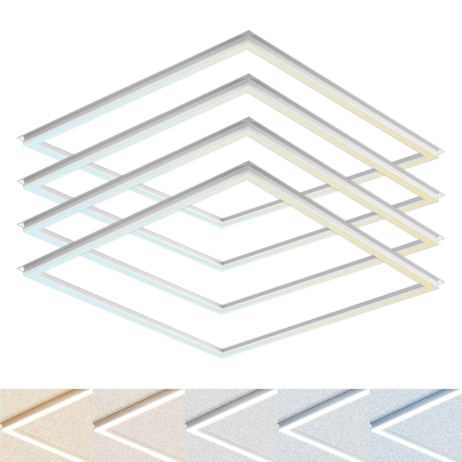 Luxrite 2x2 FT Edge-Lit Frame LED Panel Lights, 5CCT 3000K-6500K, 2600 ...