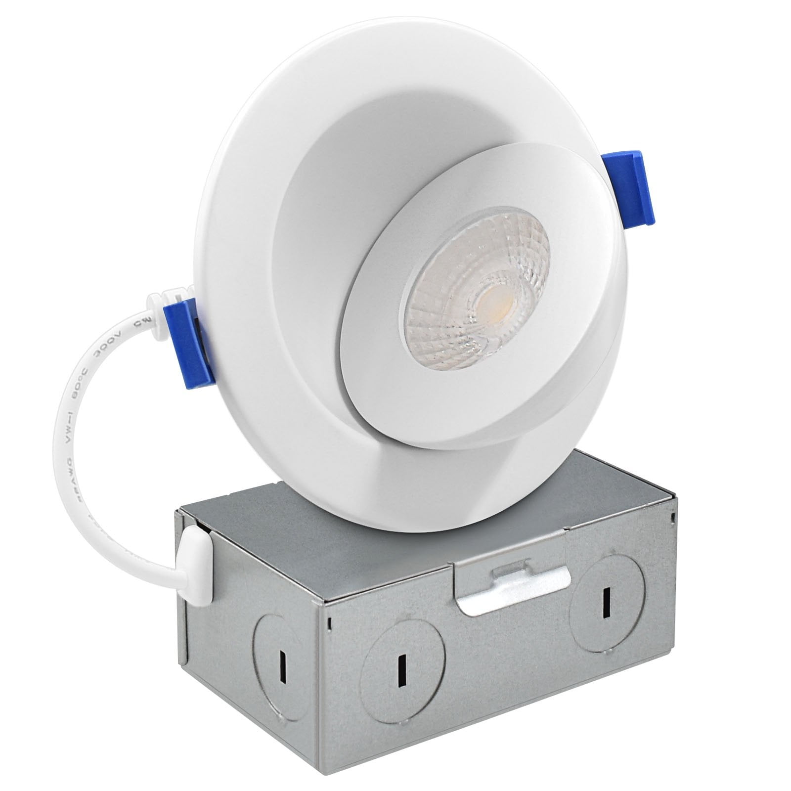 Luxrite 3" Floating Gimbal LED Trimless Recessed Light J-Box CRI 90 ...