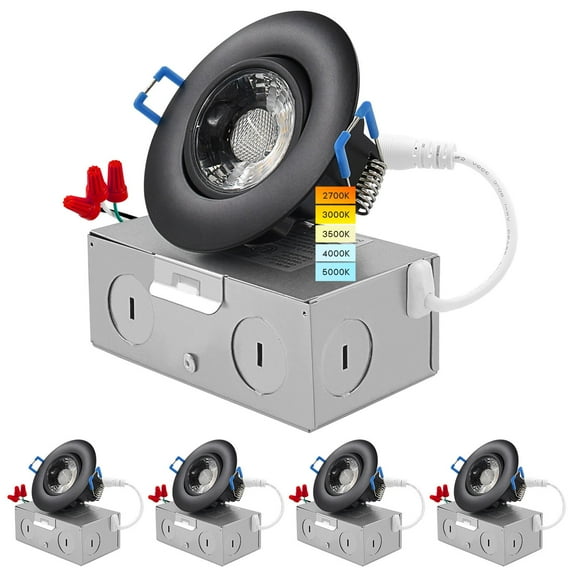 Luxrite 3 Inch Gimbal LED Recessed Light, 5CCT Options 2700K-5000K ...