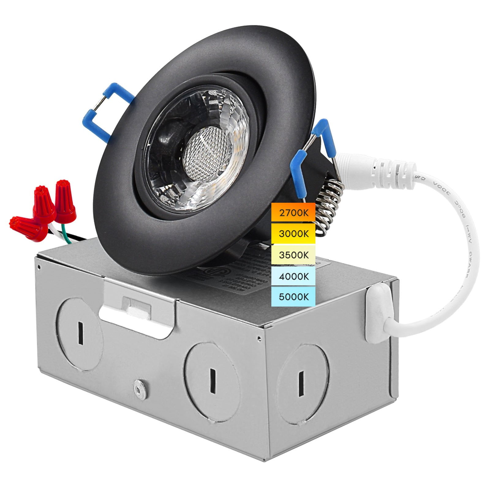 Luxrite 3 Inch Gimbal LED Recessed Light, 5CCT Selectable 2700K-5000K ...