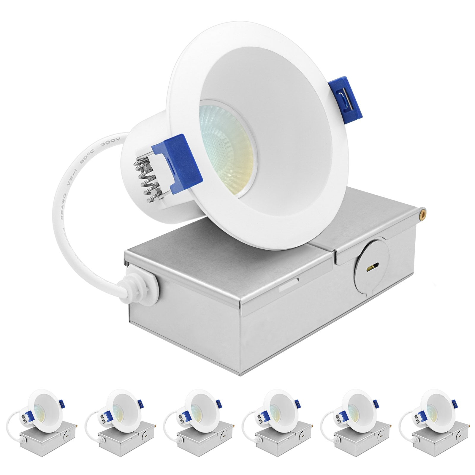 Luxrite 3" LED Recessed Ceiling Light J-Box 8W 5CCT 840 Lumens Dimmable ...