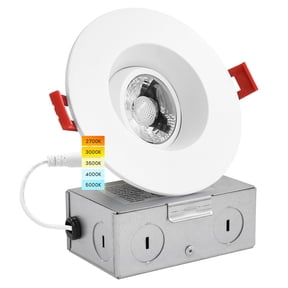 Luxrite 5 Inch LED Recessed Light, 18W, 5 Color, 1600LM Dimmable, Wet ...