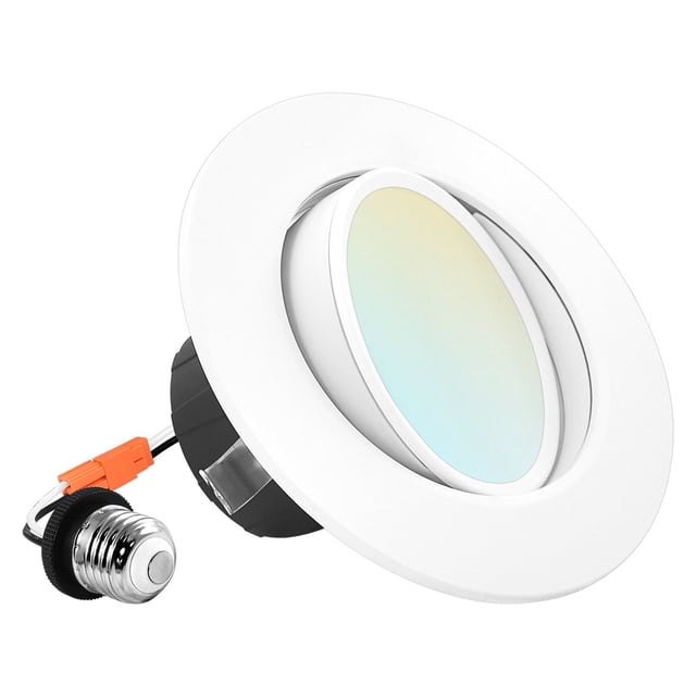 Luxrite 4" Gimbal LED Recessed Light, 8W=60W, 5 Color Selectable ...